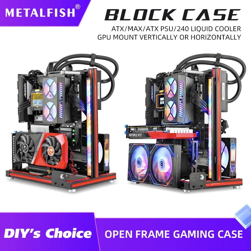 METALFISH BlockCase Aluminium Open Frame Case Sokongan ATX/M-ATX ...