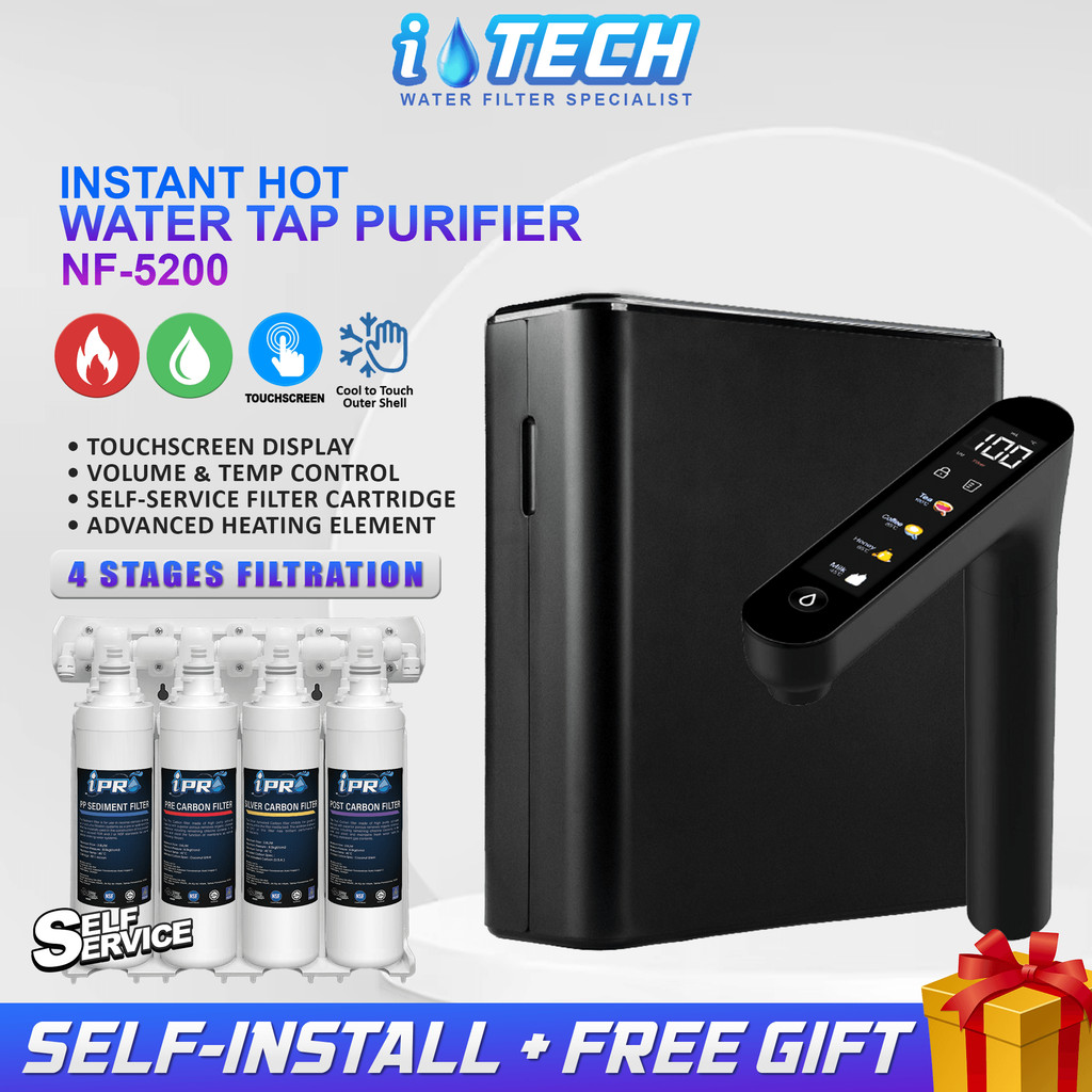 I-TECH Countertop Instant Hot Smart Tap Water Purifier NF5200 - 4 Stage ...