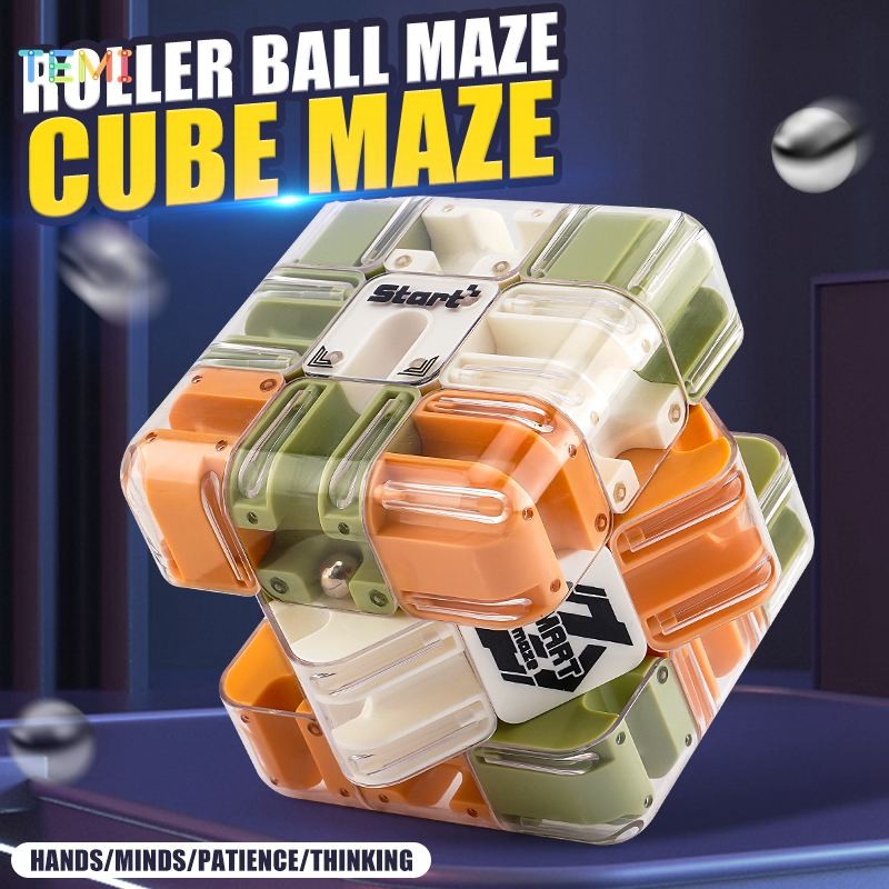 TEMI 3D Maze Magic Cube Puzzle Rolling Ball Cubes Maze Toys Six-sided ...