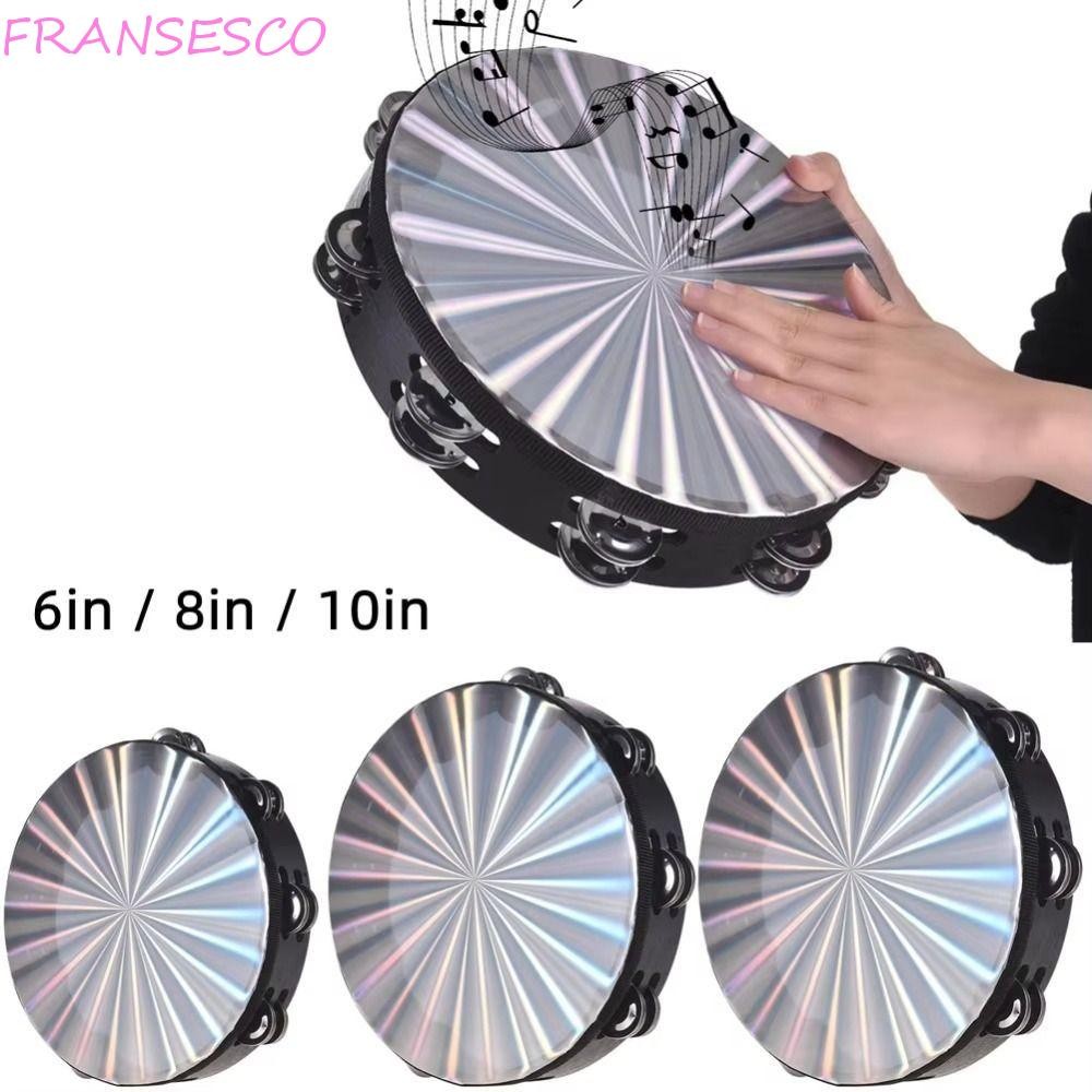 FRANCESCO Hand Drum, 6/8/10 Inch Single/Double Row Radiant Tambourine ...