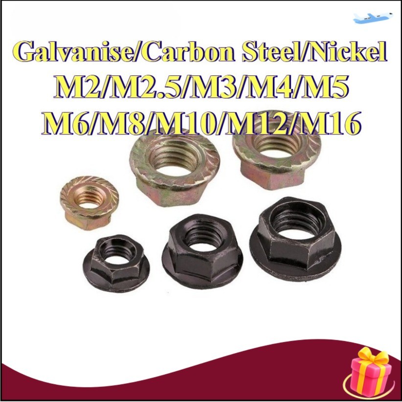 Anti-slip Nut Flange Nut with Gasket Anti-slip Nut with Teeth M2/M2.5 ...