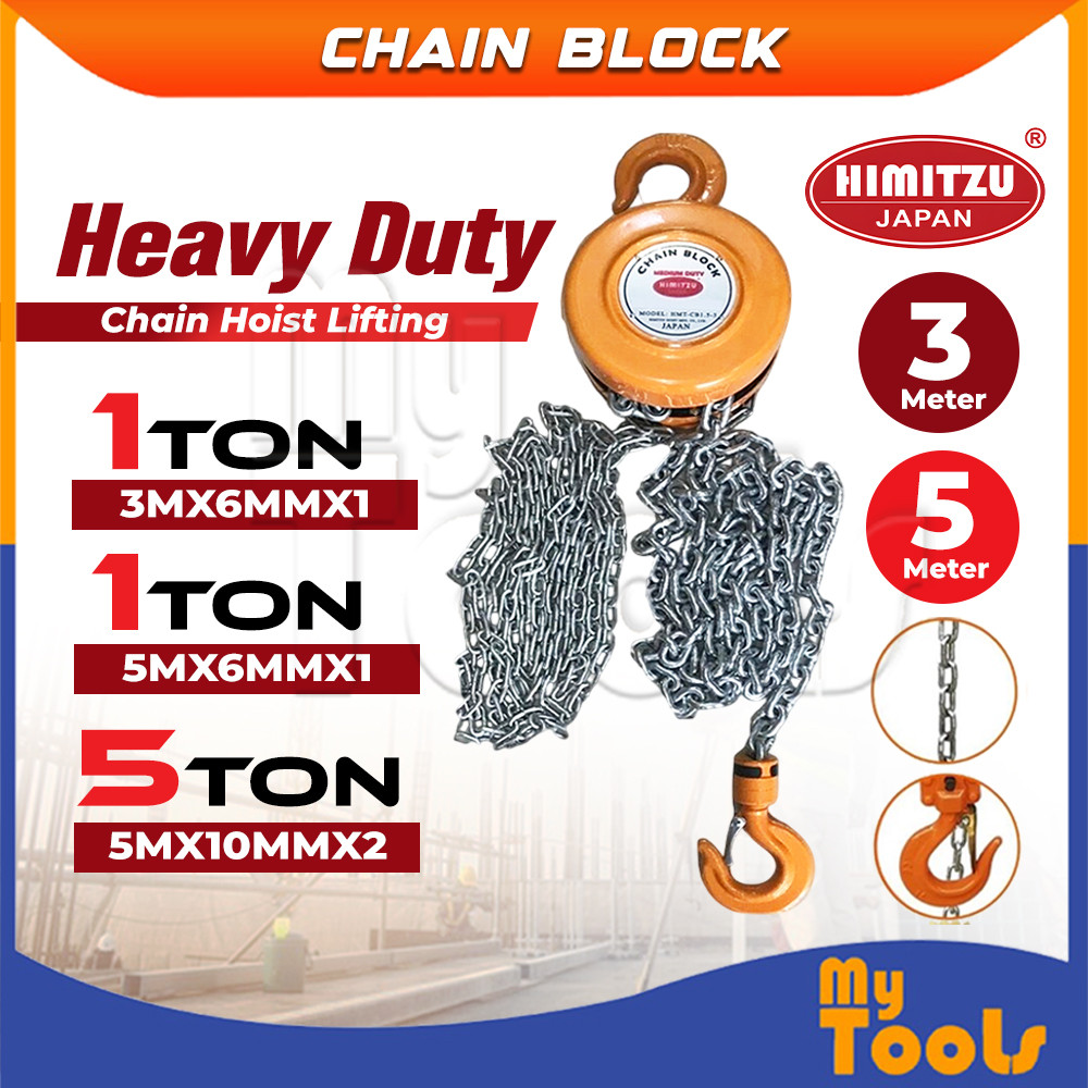 Mytools HIMITZU (Japan) Chain Block 1 & 5 Ton x 3M,5M Industrial Heavy ...