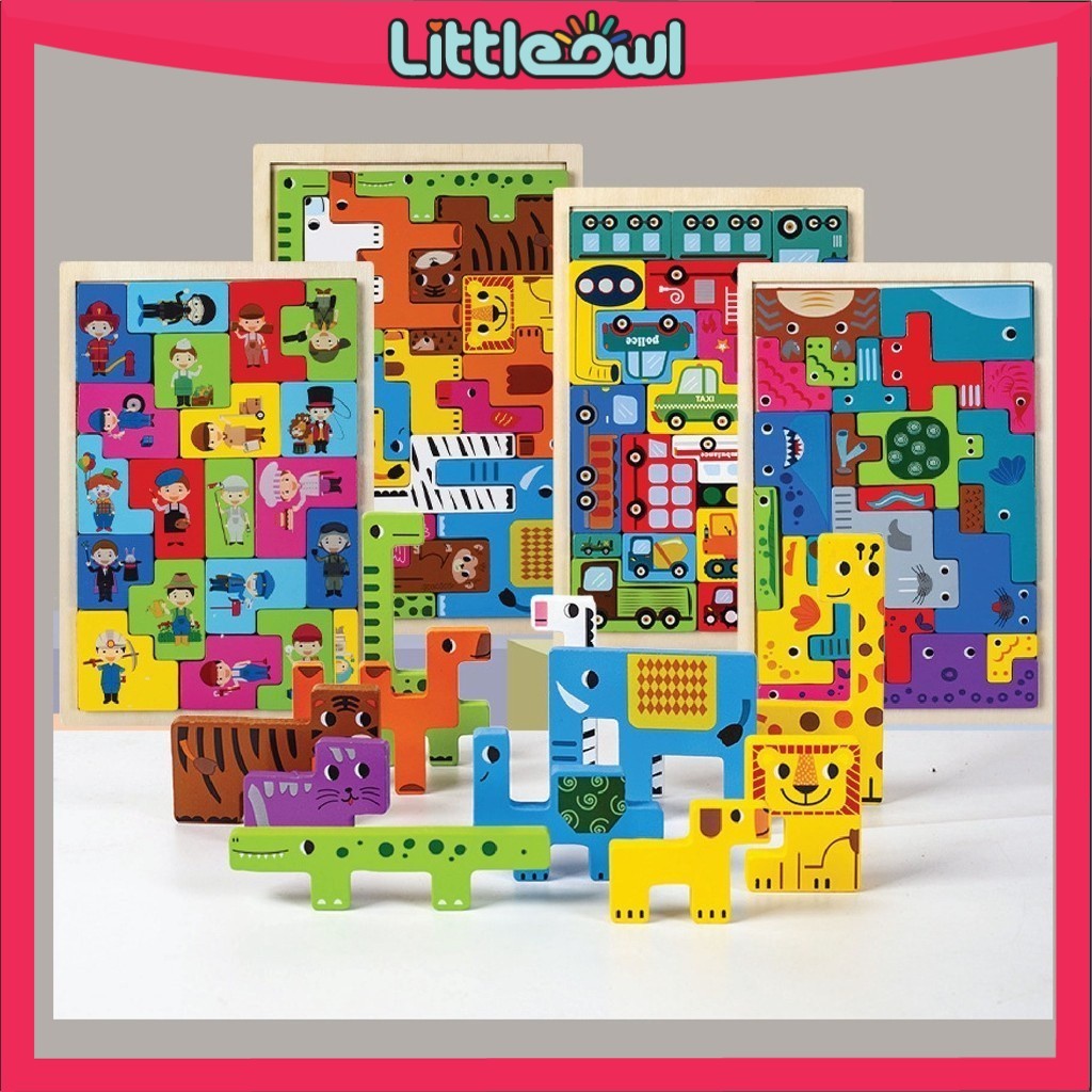 Wooden Tetris Jigsaw Animal Puzzle | Shopee Malaysia