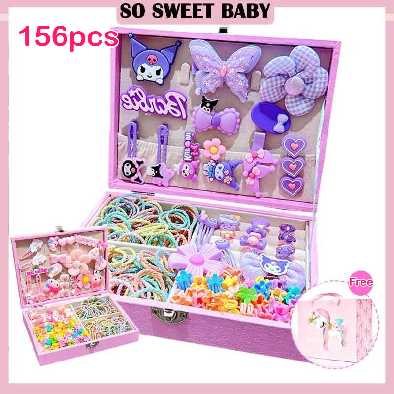 156pcs Kids Hair Accessories Set Gift Box Hair Clips Headband Jewelry ...