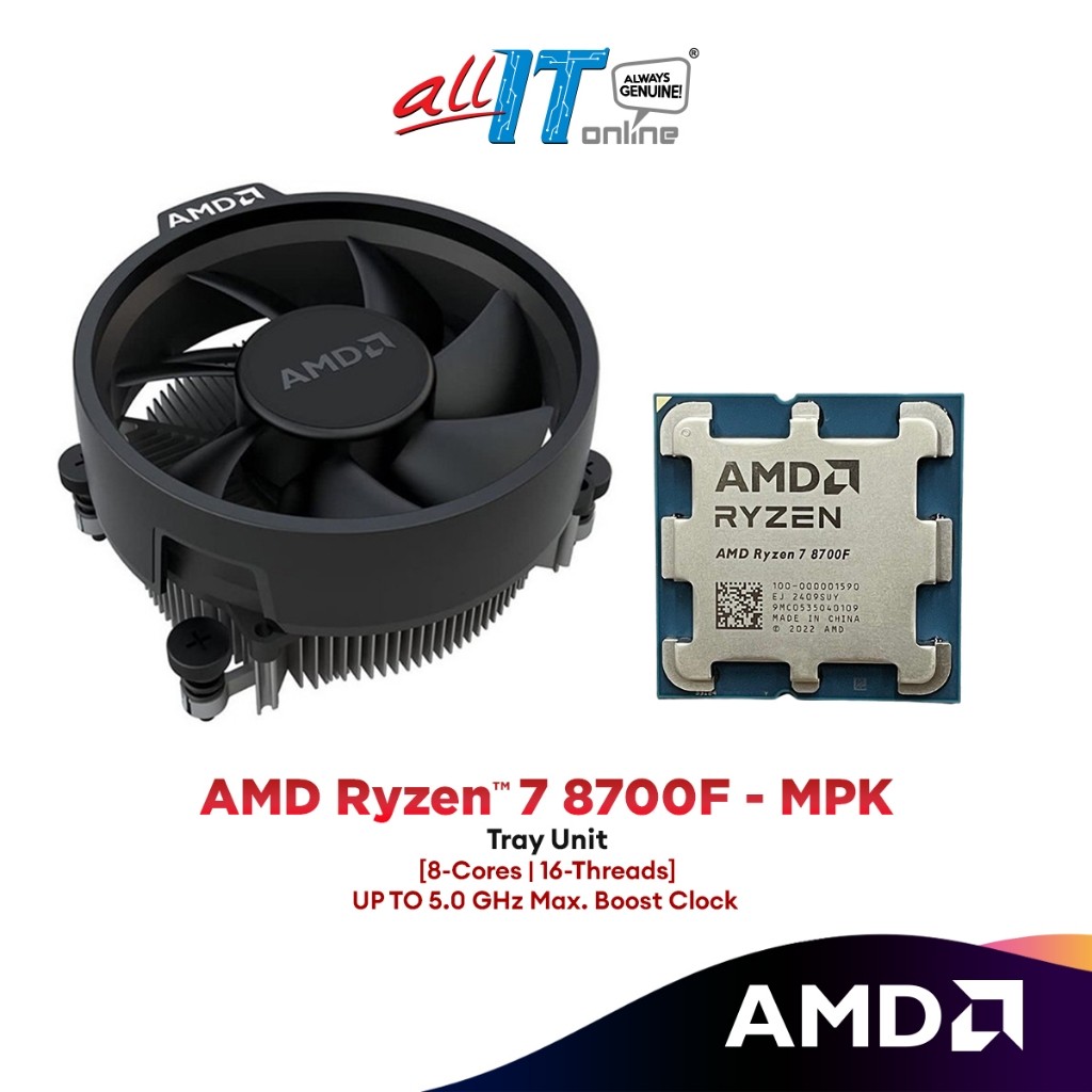 AMD Ryzen 7 8700F MPK Tray Unit AM5 Processor (8-Cores/16-Threads) W/Wraith Stealth Cooler | AMD ...