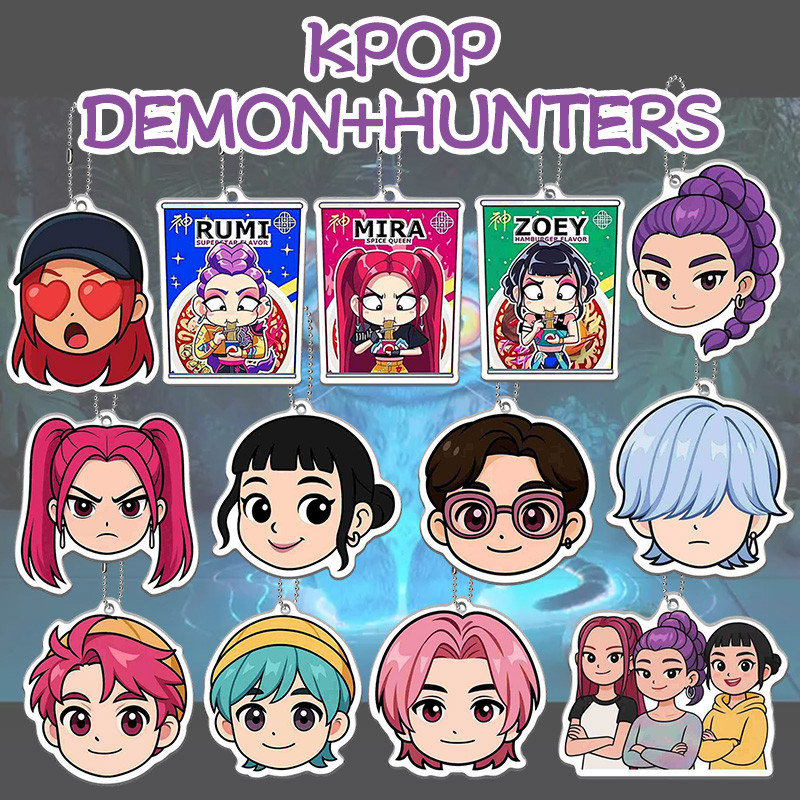 K-Pop Demon Hunters Acrylic Keychains Huntrix Saja Boys Keyrings Q-version Tiger Crow Key ...