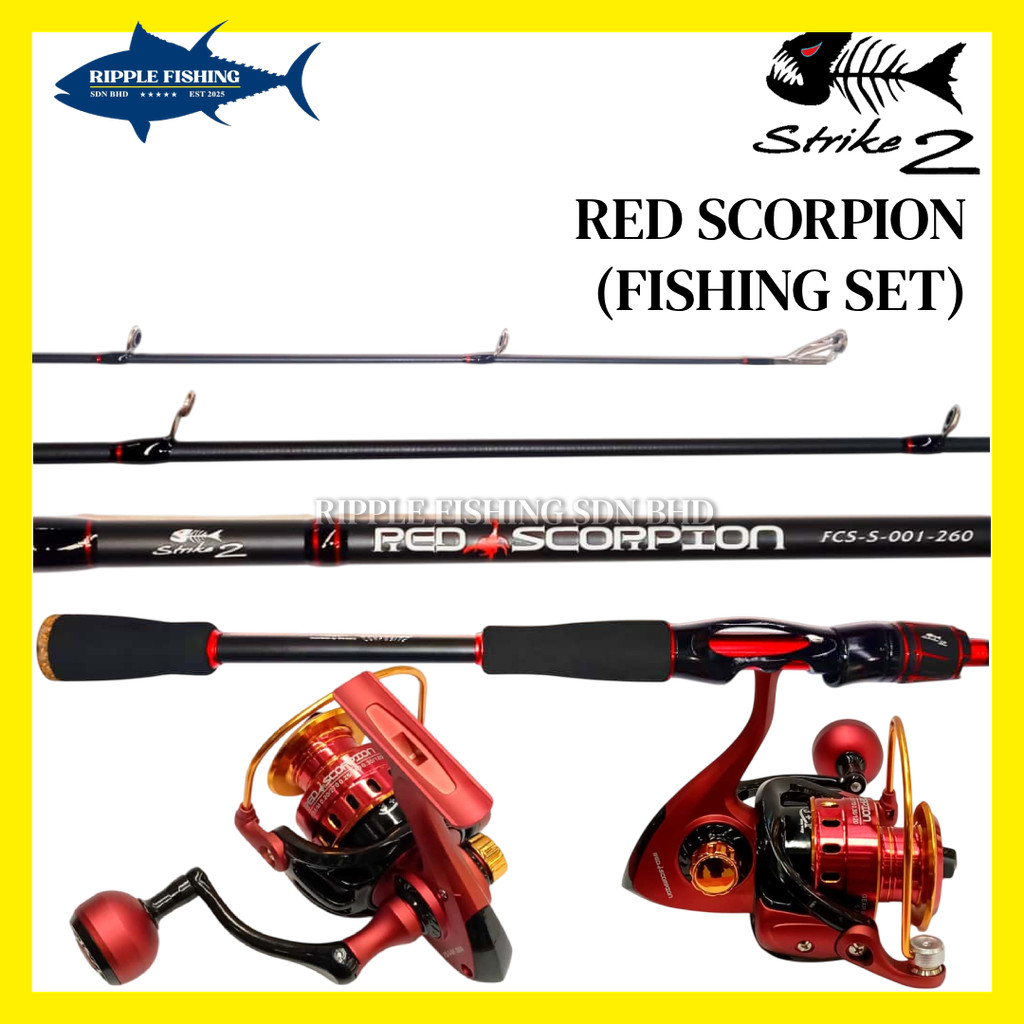 (FISHING SET) STRIKE-2 RED SCORPION SPINNING REEL & ROD | Shopee Malaysia