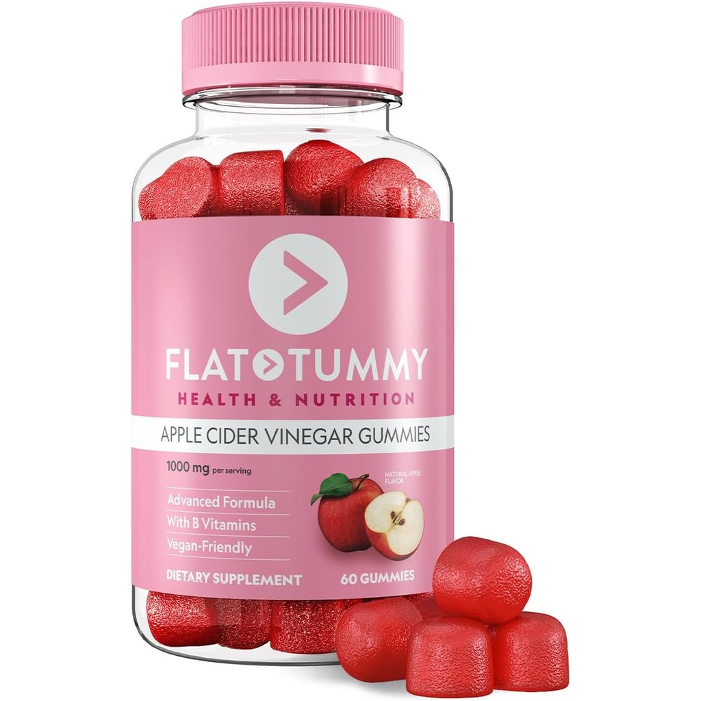 Flat Tummy Apple Cider Vinegar Gummies, 60 Count – ACV Gummies, Detox, Support Gut Health ...