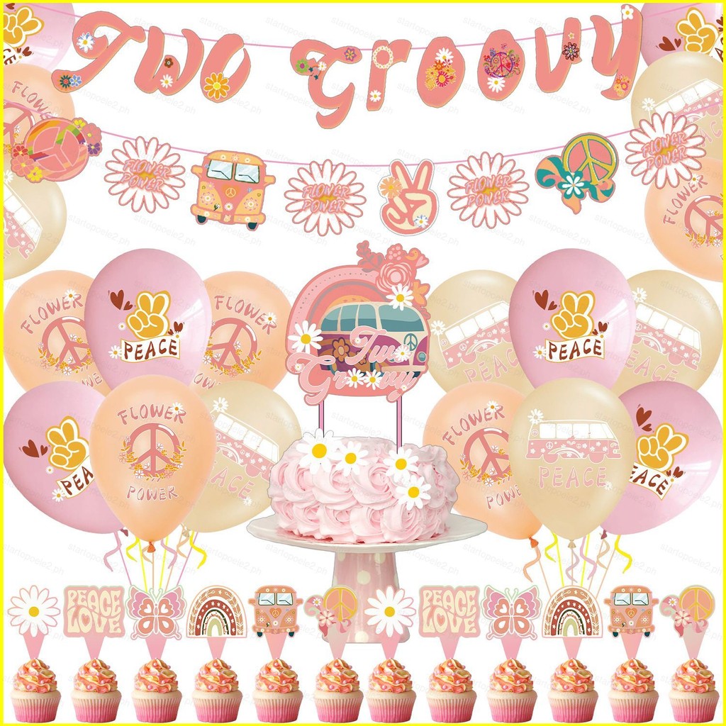 ST2 Two groovy Bohemian hippie Daisy Theme kids party decorations ...