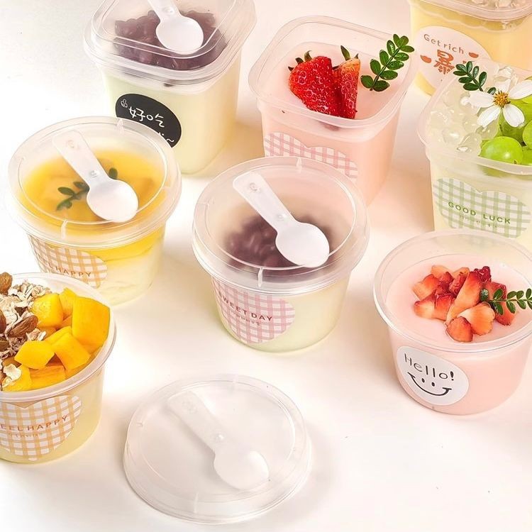 20pcs Cawan Puding Bulat Tebal dengan Sudu Tahan Panas | 160ml / 220ml ...