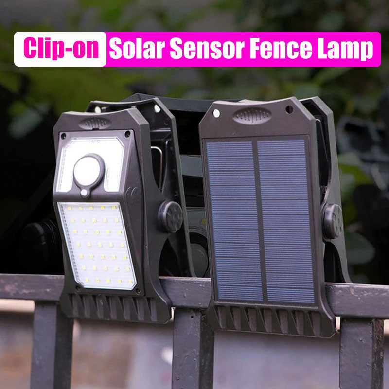 Motion Sensor Clip-on Solar LED Garden Wall Light 3 Modes Outdoor ...