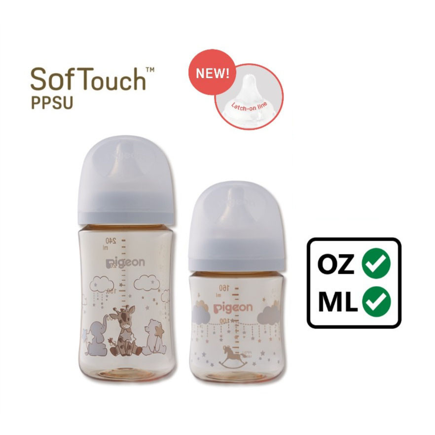 Pigeon SofTouch™ Wide-Neck PPSU Nursing Bottle - Animal and Cottoli Design baby bottle botol ...