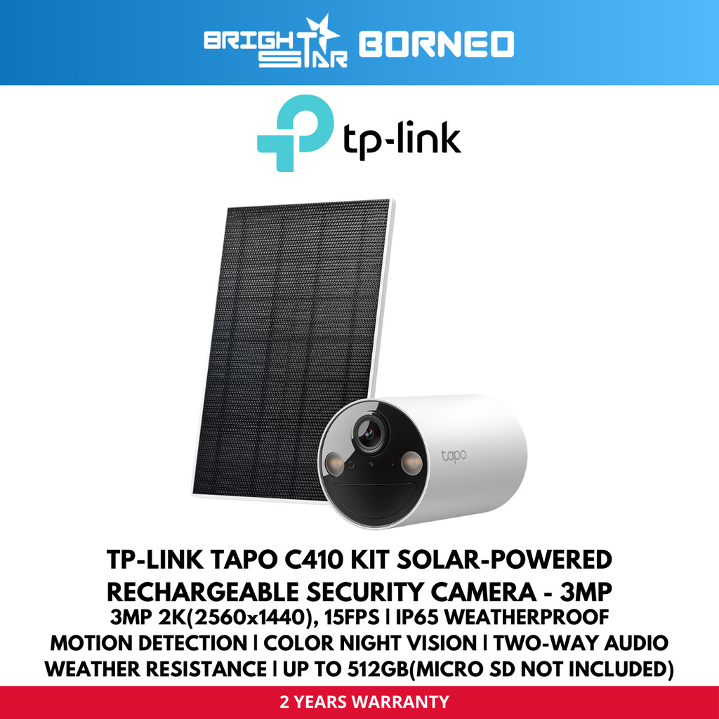 TP-LINK TAPO C410 Kit Solar-powered Rechargeable Security Camera - 3MP ...