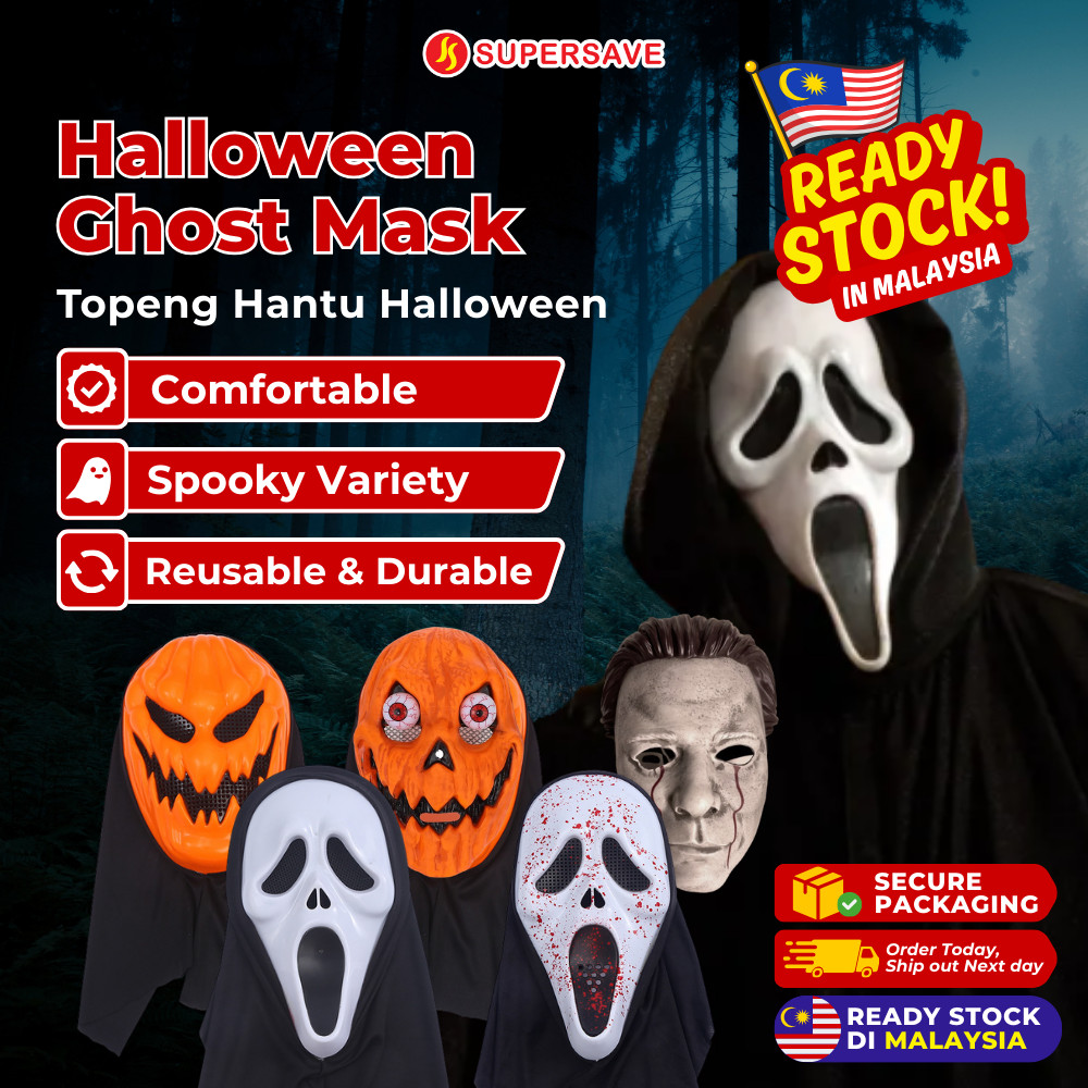 SUPERSAVE Halloween Costume Party Mask Ghost Mask Witches Hantu Topeng ...