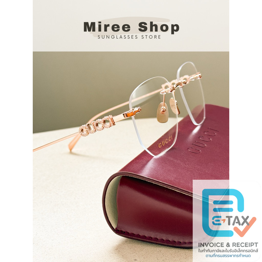 Gucci Rimless Crystal Eyeglasses Eyeglass Frames GG1806O | Shopee Malaysia
