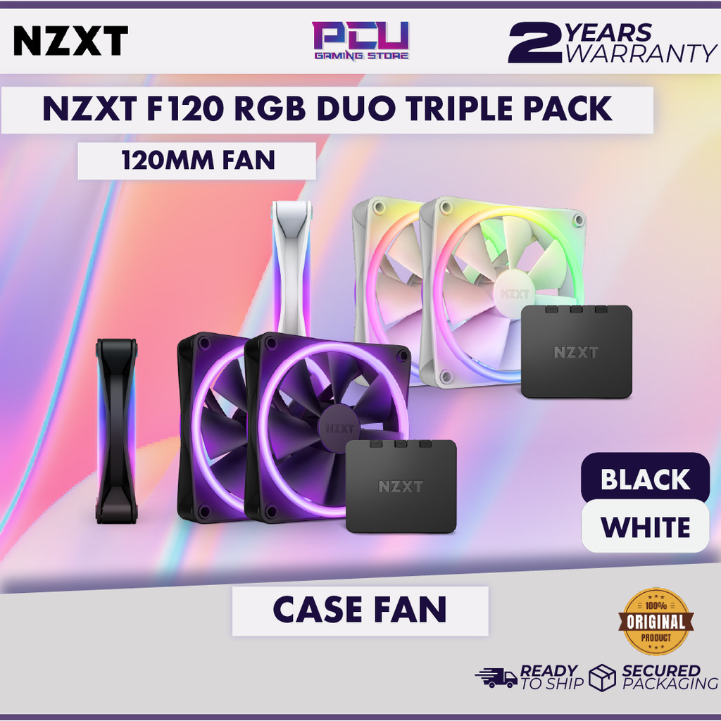 NZXT F120 RGB DUO TRIPLE PACK 120MM FAN - BLACK/WHITE (2 YEAR WARRANTY ...