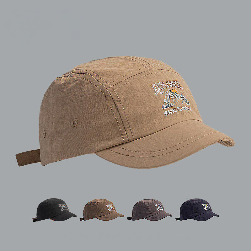 5 Panel Short Brim Quick Dry Cap with Embroidery Mesh Retro Style for ...