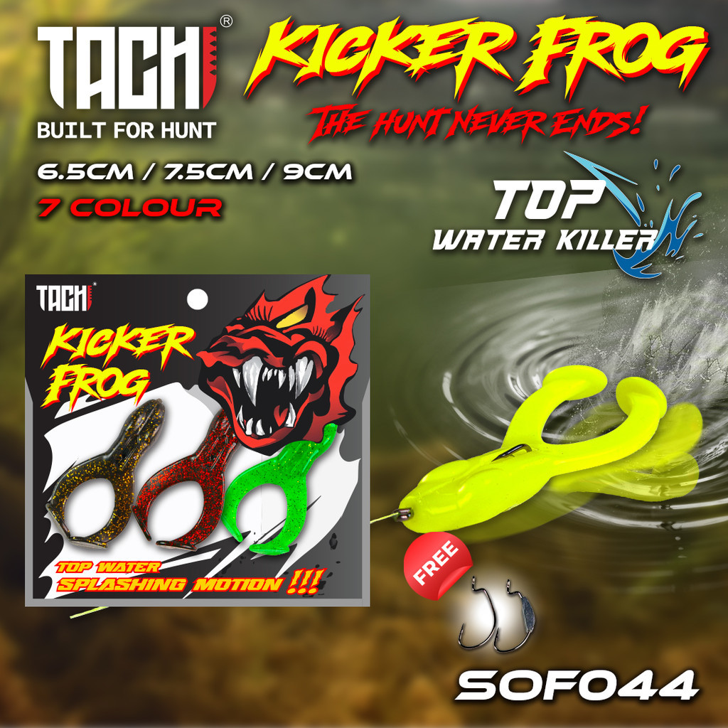 TACHI Kicker Frog 6.5cm 7.5cm 9cm TPE Soft Frog Topwater Floating ...