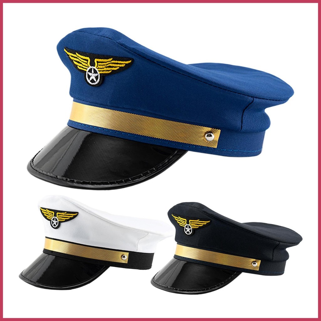 Pilot Captain Hat Cosplay Cap Adult Navy Captain Airline Hats for Men ...