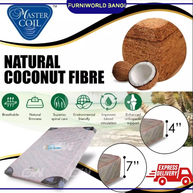 Masterfoam Mastercoil Coconut 100% Fibre Mattress Single Size mattress Tilam | Shopee Malaysia