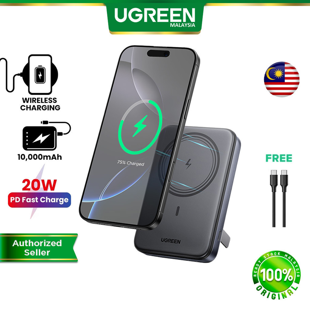 UGREEN 10000mAh Magsafe Powerbank Qi 15W Wireless Charging PD 20W USB C ...