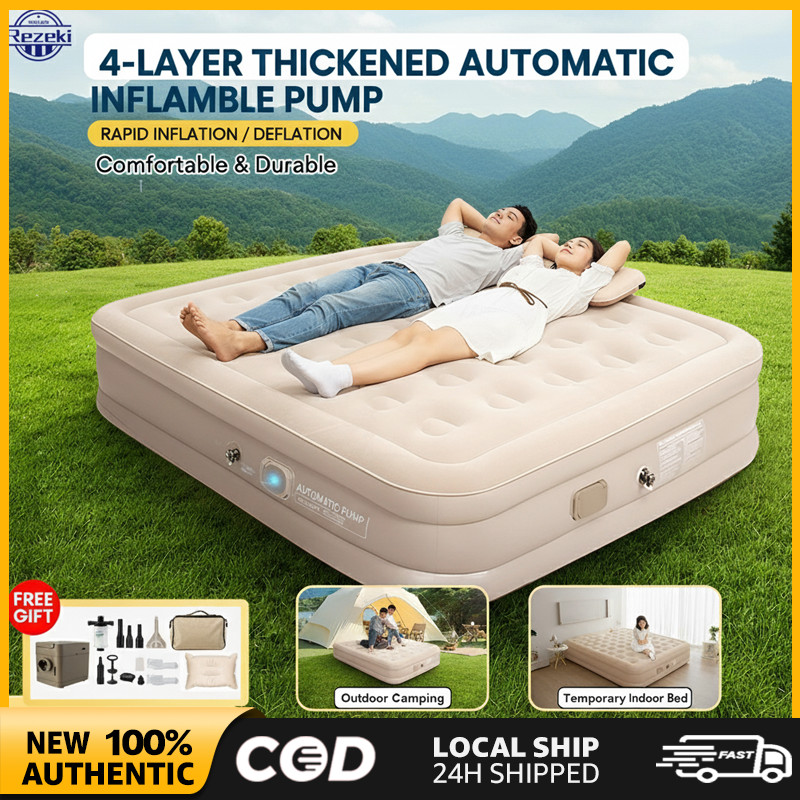 King Size Inflatable Air Mattress with Built-in Pump, Extra Thick ...
