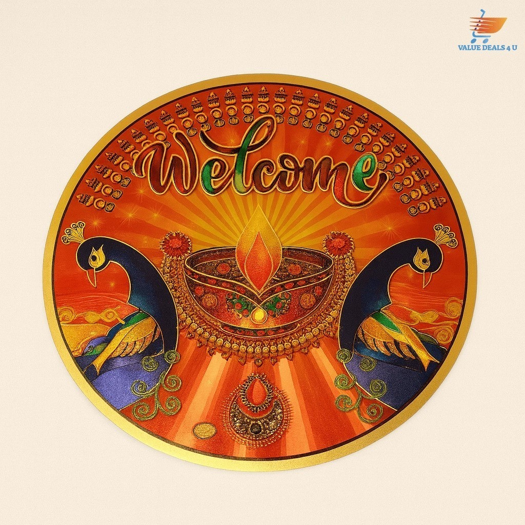Premium 3D Kolam Sticker – Diya & Peacock Design Tamil Deepavali ...