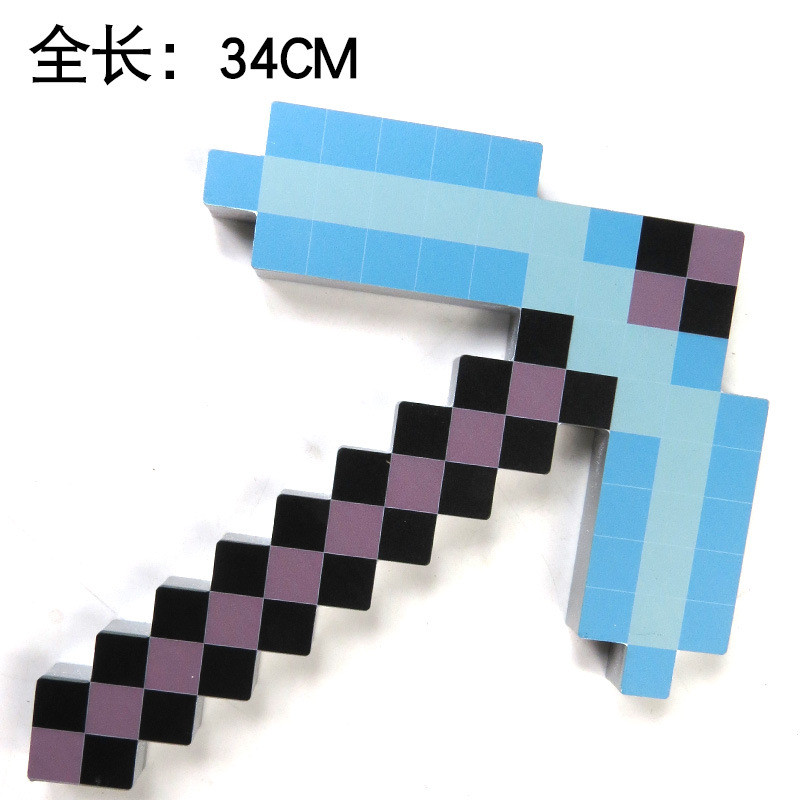Minecraft Diamond Pickaxe Pixel Art Model - Game Weapon Prop, Kids Toy ...