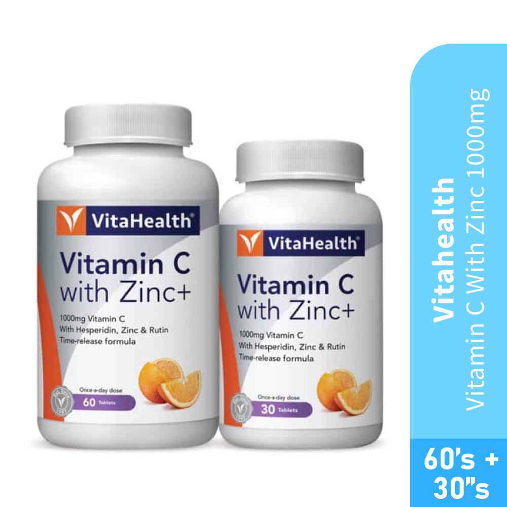 VITAHEALTH Vitamin C With Zinc+ 1000mg 60's + 30's with Vitamin C ...