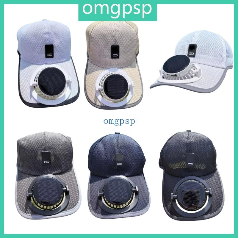 OMG Detachable Blade Safety Fan Hat Solar Rechargeable Cooling System ...