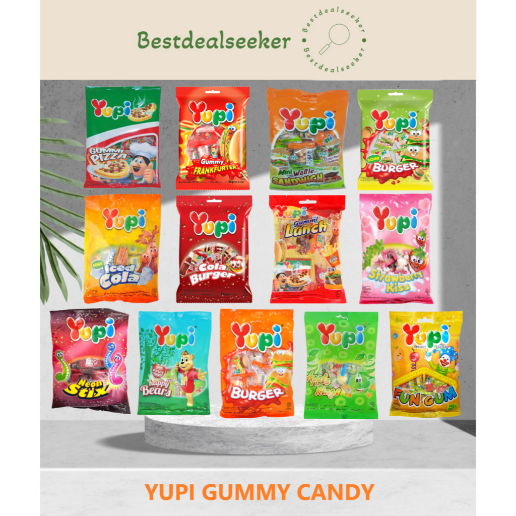 YUPI GUMMY CANDY ( ORIGINAL / COLA / STRAWBERRY / PIZZA / APPLE / SOUR ...