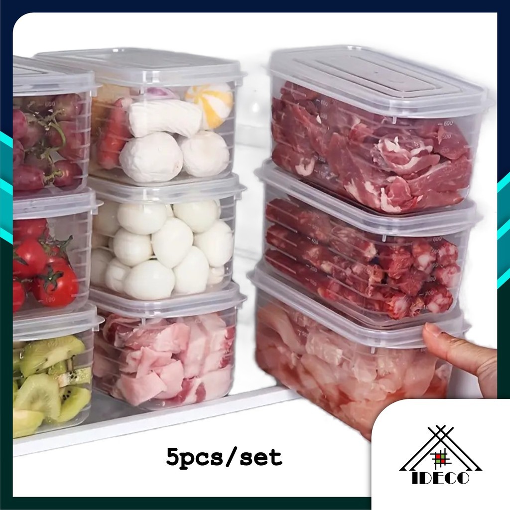 iDECO™ [5PCS/set] 700ML Frozen Meat Storage Box Fridge Meal Prep ...