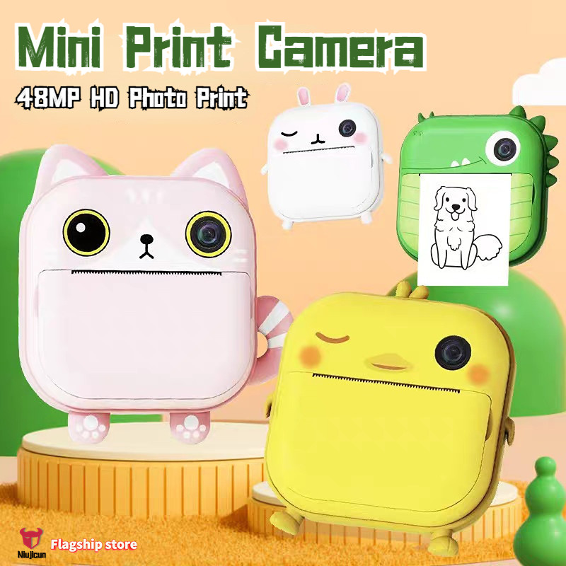 ‌Kids Instant Print Camera - Cute Cartoon Mini Digital Camera with High ...