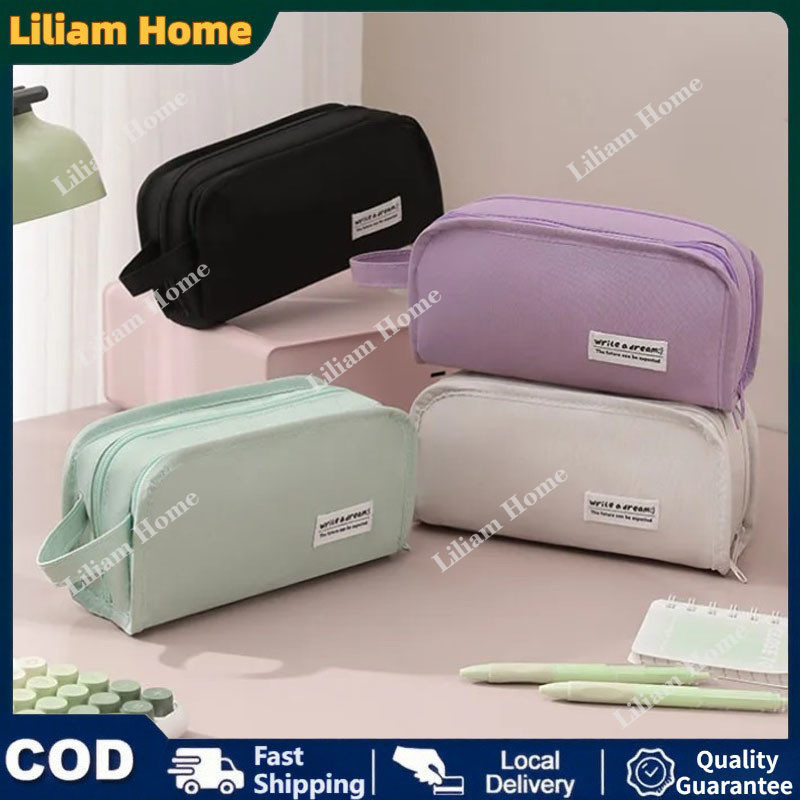 Large Capacity Pencil Case Net Compartment Bags Stationery Storage Bag ...