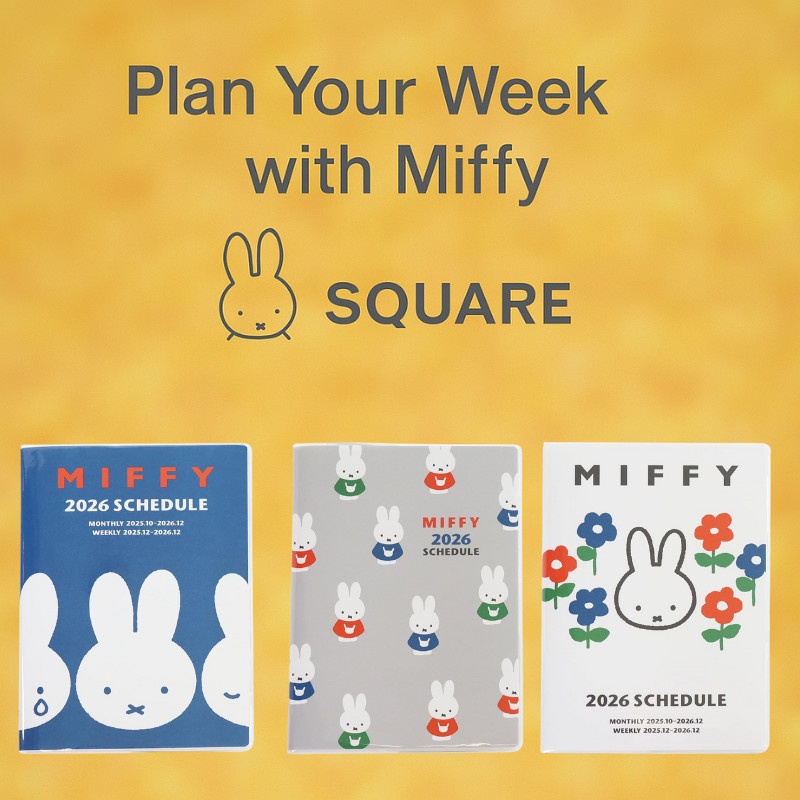 Square Miffy 2026 B6 Weekly Block Planner - White, Gray, Blue Options (Starts December 2025 ...