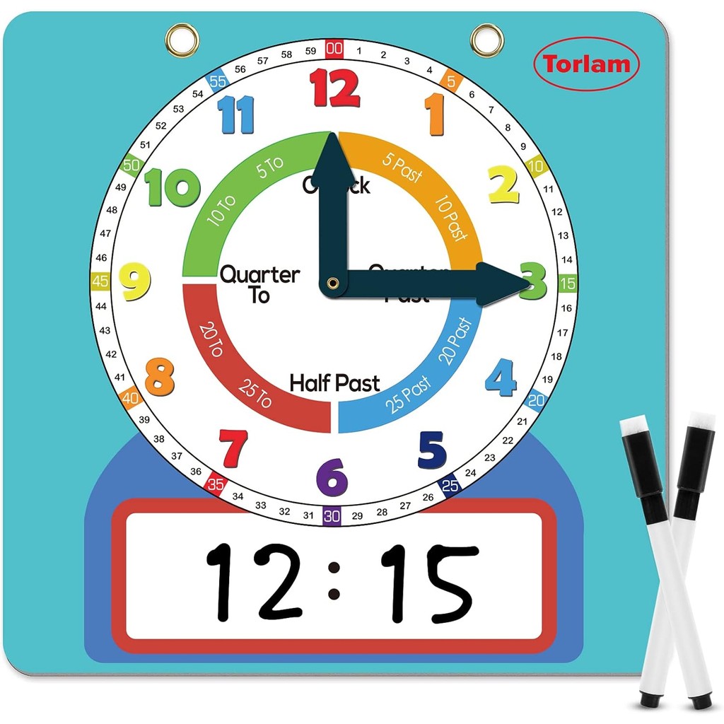 Magnetic Writable Dry Erase Learning Clock | Clock for Kids Learning to ...