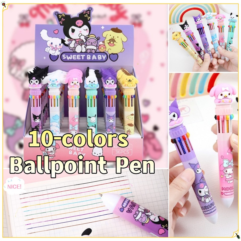 1set Cartoon 3D multi-color ballpoint pen 10-color marking pens Press ...