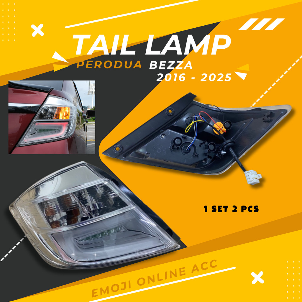 Perodua Bezza 2016 - 2025 lampu belakang ALBINO Tail Lamp Full Clear ...