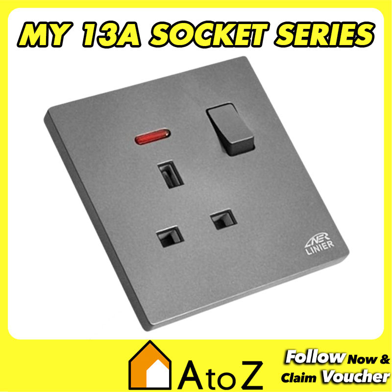13A Switch Socket Series Outlet Power LINIER Wall Plug ULTRA SLIM ...