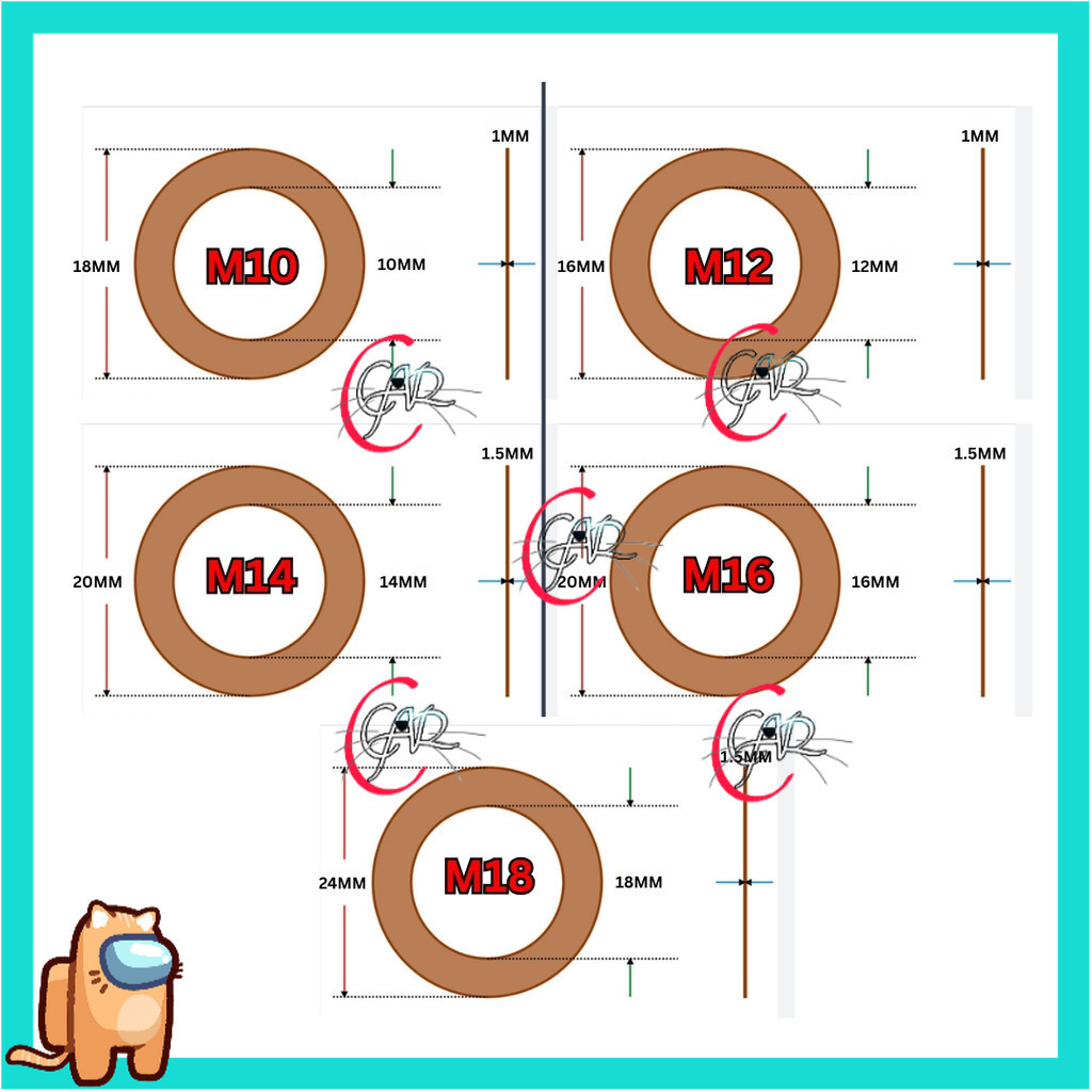 (10PCS) COPPER WASHER M12/M14/M16 SOLID FLAT RING GASKET OIL SUMP ...