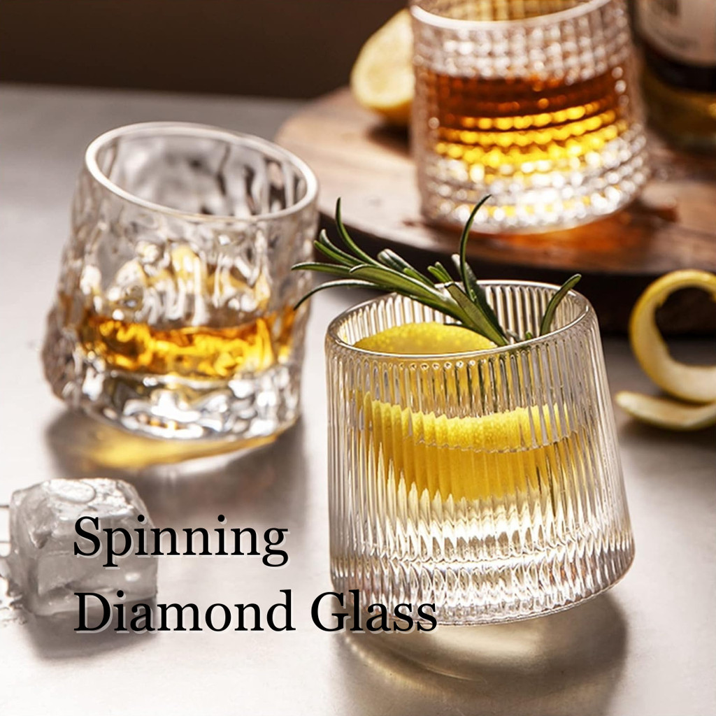 RiaHome「Sentuhan Mewah」Gelas Kristal Minum Diamond Spinning Glass ...