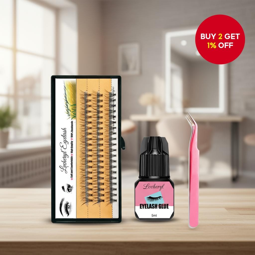 Thick Self Applied Lash Extension Kit With Glue 60 Segmented Clusters ...