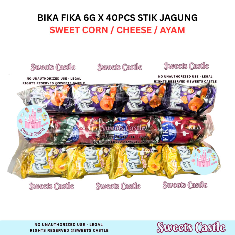 Halal BIKA FIKA 6G X 40PCS STIK JAGUNG SWEET CORN / CHEESE / AYAM SC ...