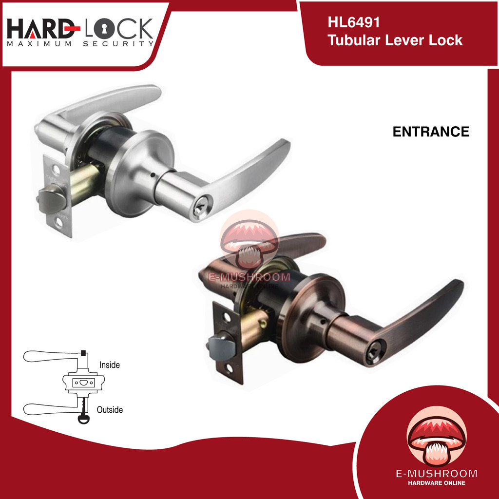 Hard-Lock 6491 Tubular Lever Lock Set With Keys | Shopee Malaysia