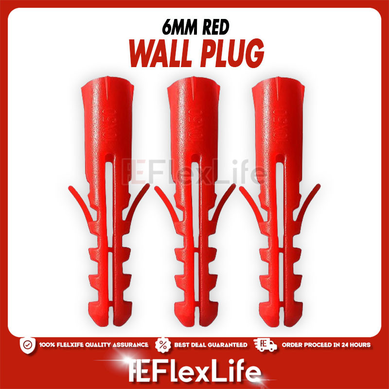 Heavy Duty 6mm Dinding PVC Screw Wall Plug Fastener Filler Wallplug ...