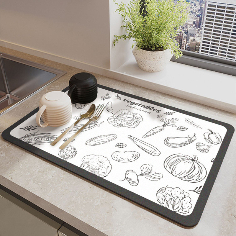Kitchen Countertop Absorbent Pad Soft Diatom Mud Drain Pad Desktop ...