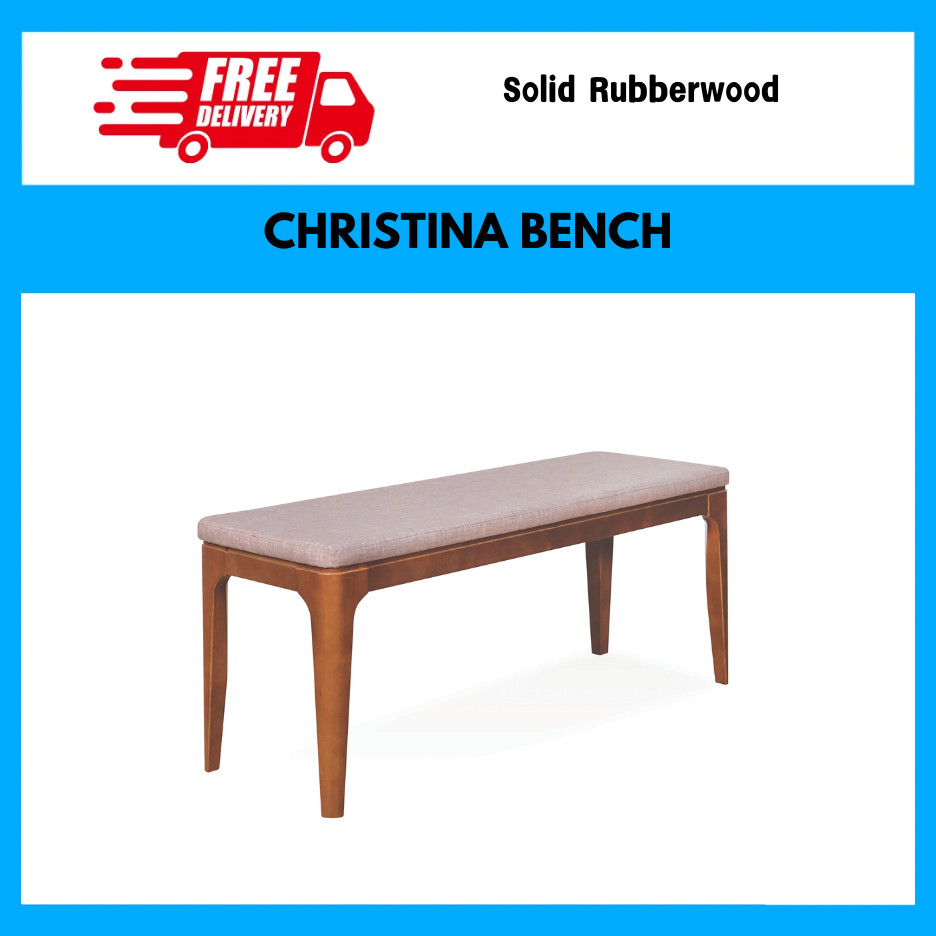 Christina Solid Rubberwood Medium Brown Bench Chair | Shopee Malaysia