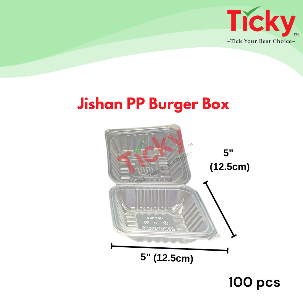 Jishan PP Burger Box (100pcs±) / Disposable Plastic Food Box / Kotak ...