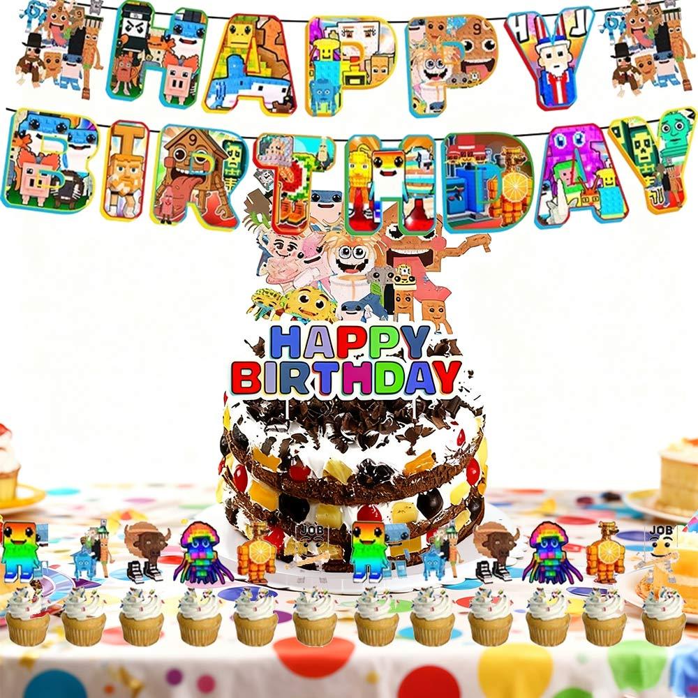 Steal a Brainrot Banner Balloons Cake Topper Kid Happy Birthday Party ...