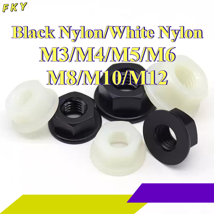 Black/White Nylon Flange Nut Nut Plastic Insulation with Gasket Hex Nut ...
